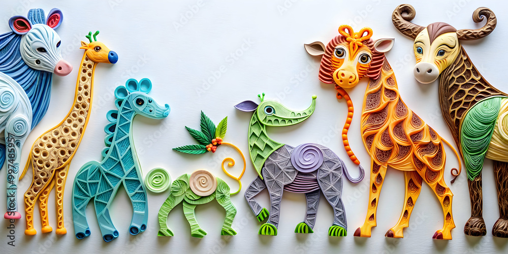 Beautiful papercut quilling paper filigree zoo animals , papercut ...