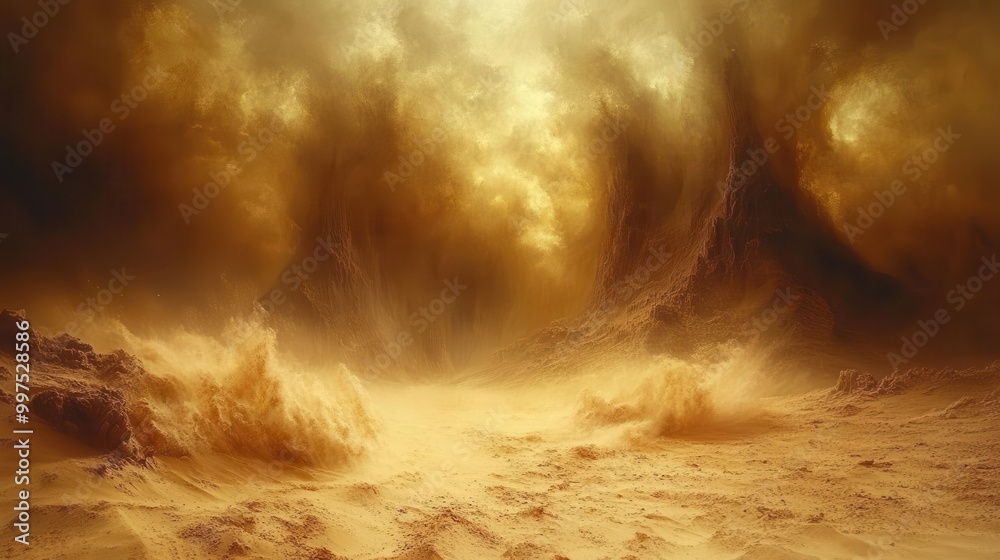 whirling sand clouds filling the air creating a dramatic scene of a ...