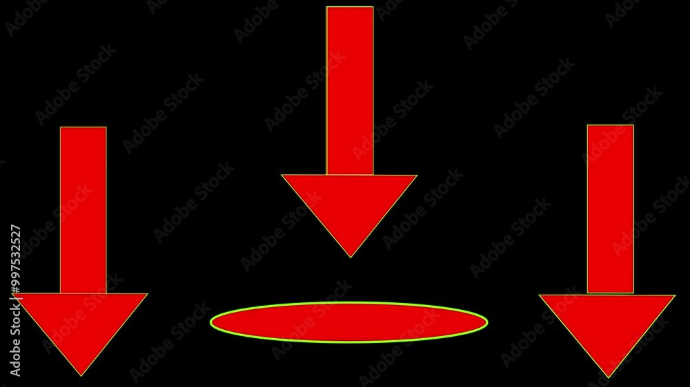 Vibrant 4K Animated Red Arrow Symbol Pointing Diagonally on Green ...