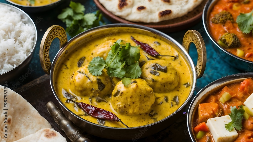 Creamy Kadhi Pakora In Golden Gravy And Soft Pakoras With Traditional ...