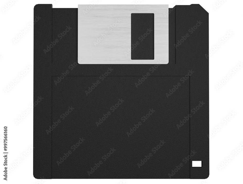 Diskette, 3D modeled floppy disk with plastic texture and aluminum ...
