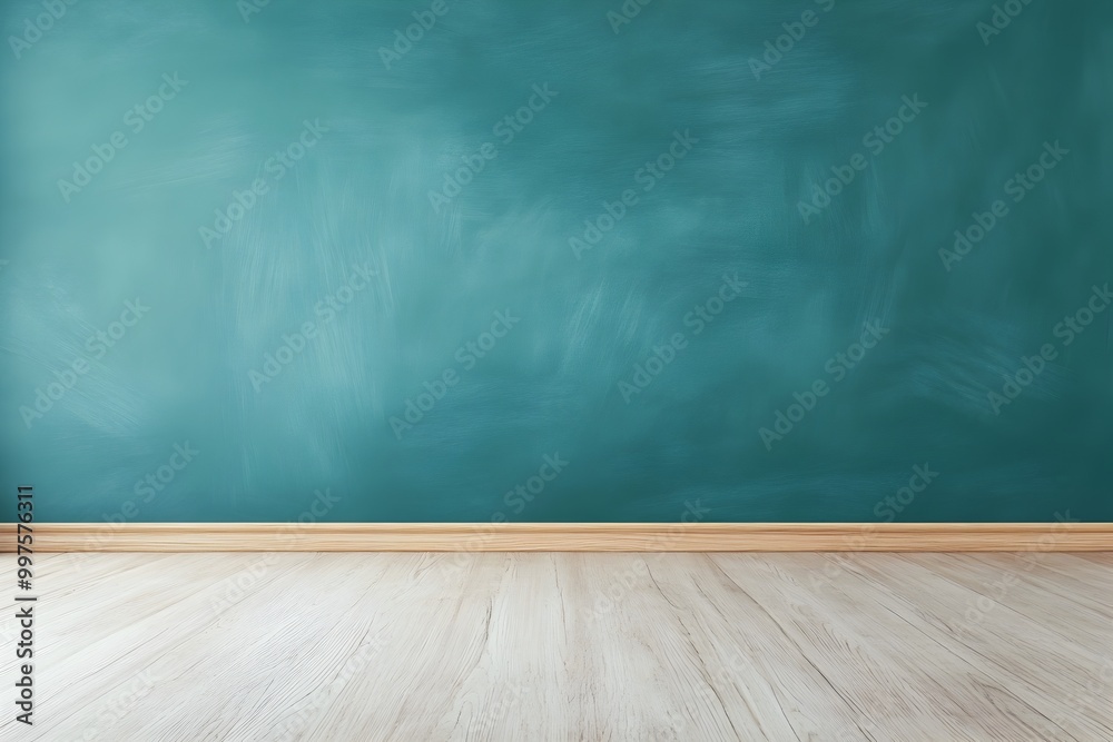 Serene Classroom Background Displaying Minimalist Green Wall and Wooden ...