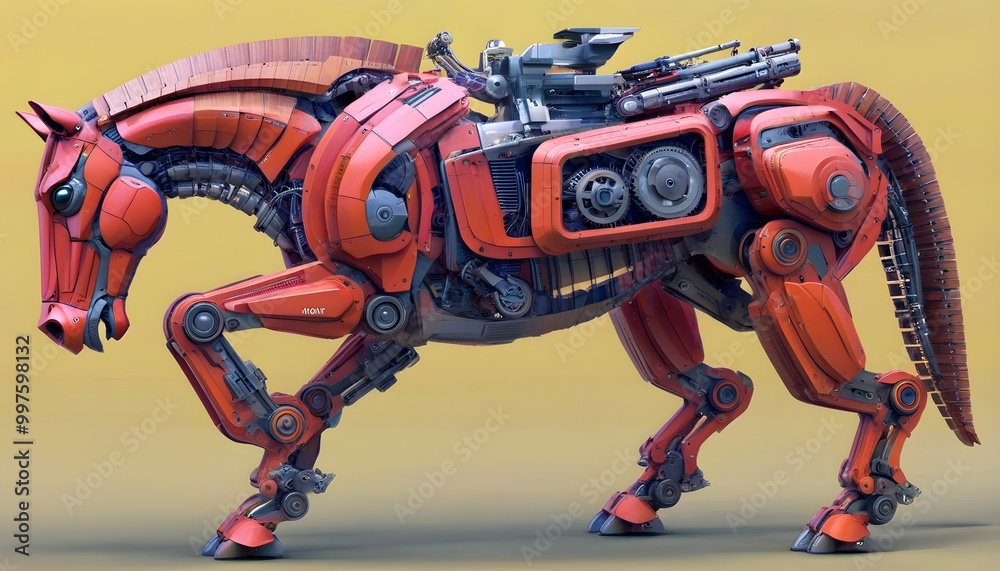 Futuristic 3D Mecha Interpretation of the Legendary Trojan Horse Stock ...