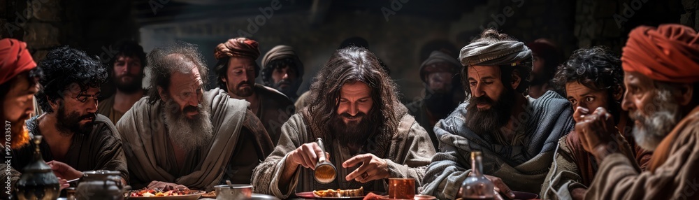 Jesus dining with Matthew and other tax collectors a scene of social ...
