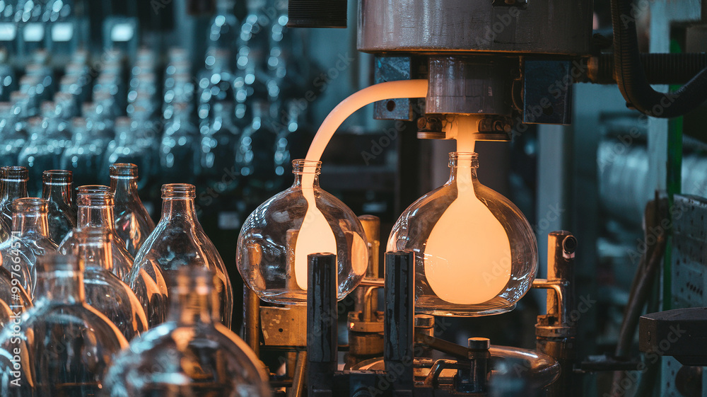 Glass manufacturing process with molten glass filling molds in a ...
