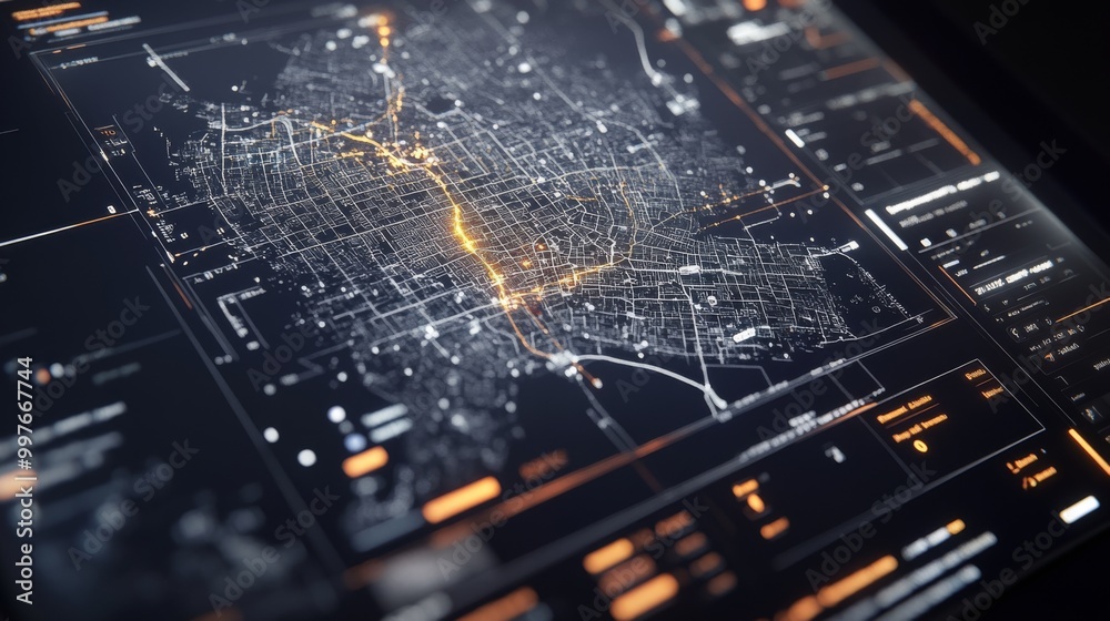 Futuristic Crime Prediction Dashboard Displaying Real Time Data On High