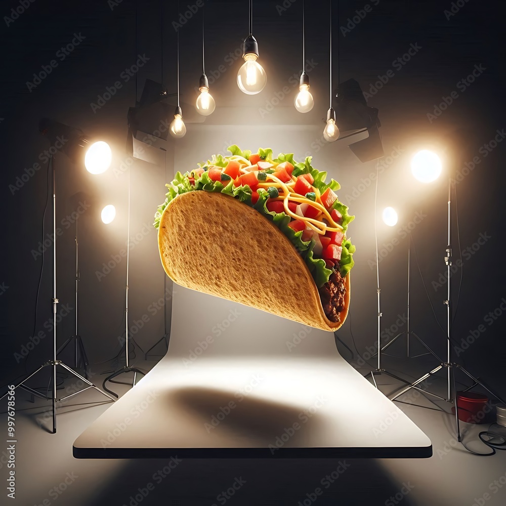 Witness a taco in mid-air, beautifully suspended in a professional food ...