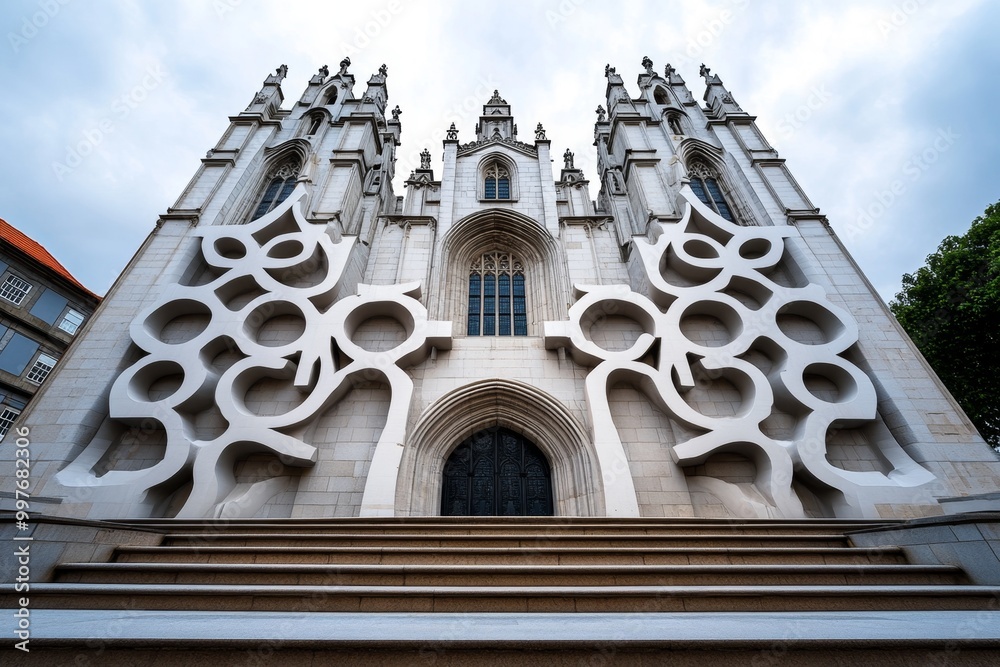 Minimal design of Portoâ€™s SÃ© Cathedral, with a simple outline of its ...