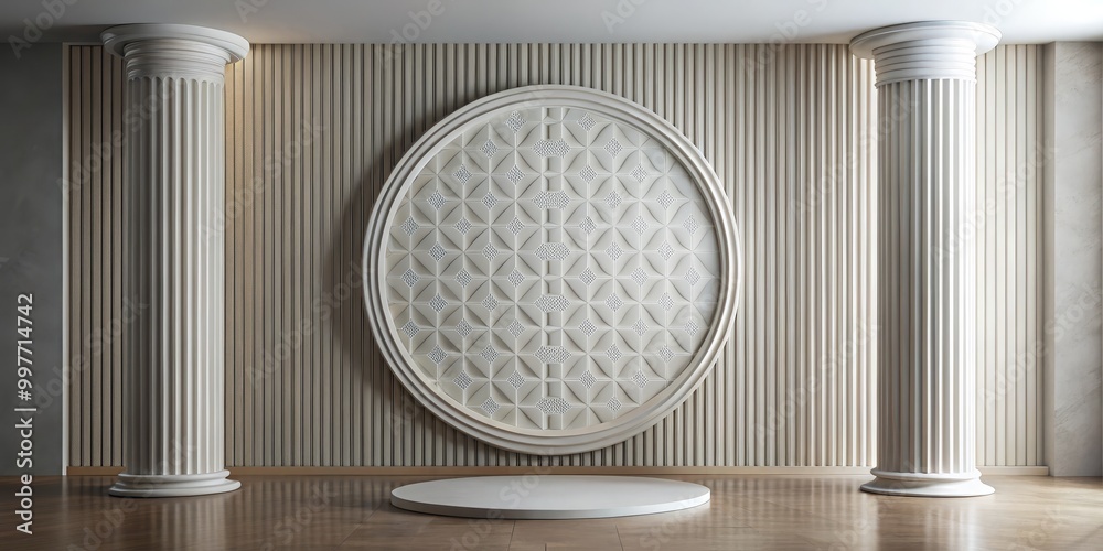 Elegant Symmetry Minimalist Interior Design with Textured White Columns ...