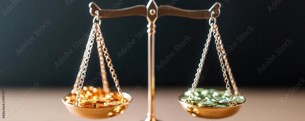 Stylized balance scale where tariffs outweigh trade, blocking currency ...