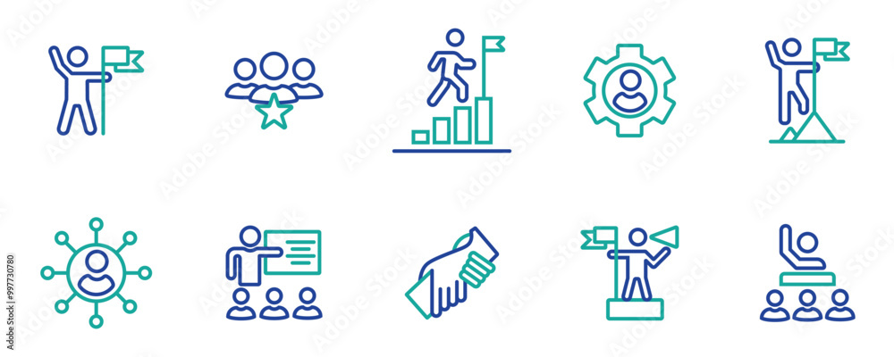 Leadership icon set. Human organization leader structure hierarchy ...