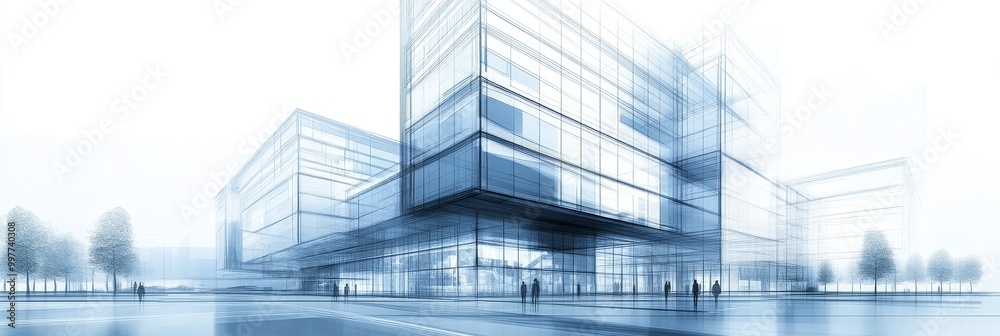 Modern Architecture: A Glass Facade Design Sketch showcasing ...