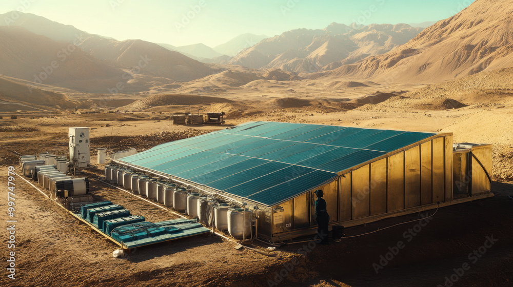 Innovative solar powered water desalination system in desert landscape ...