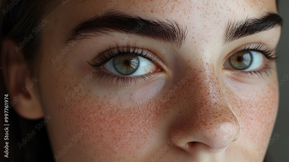 Healing acne scars on a youthful face, skin showing visible improvement ...