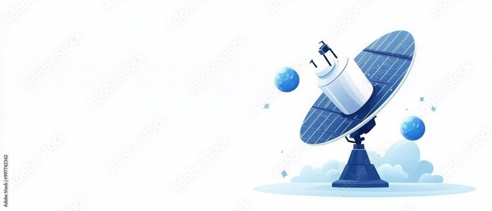Satellite receiver on a white background flat design top view space ...
