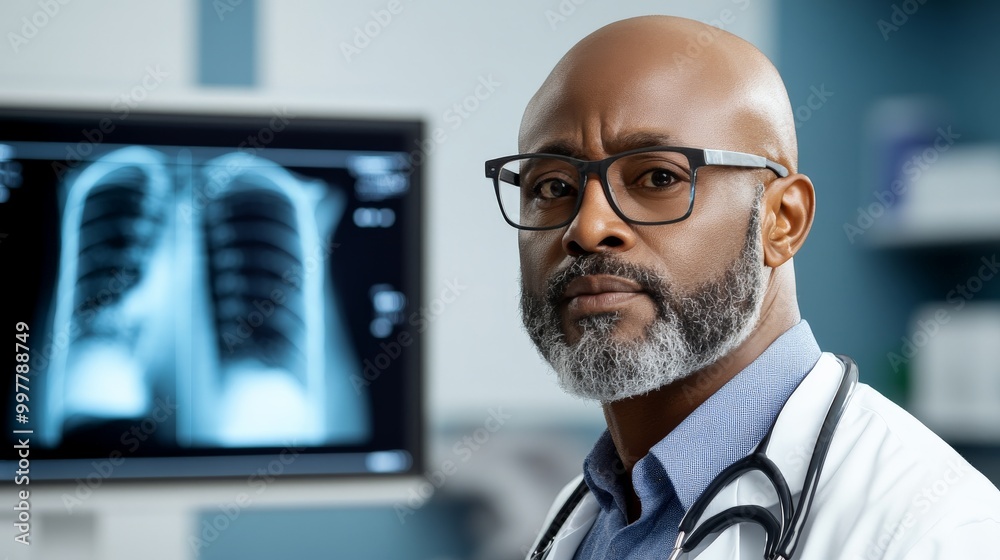 Focused Physician: A portrait of a serious and experienced African ...
