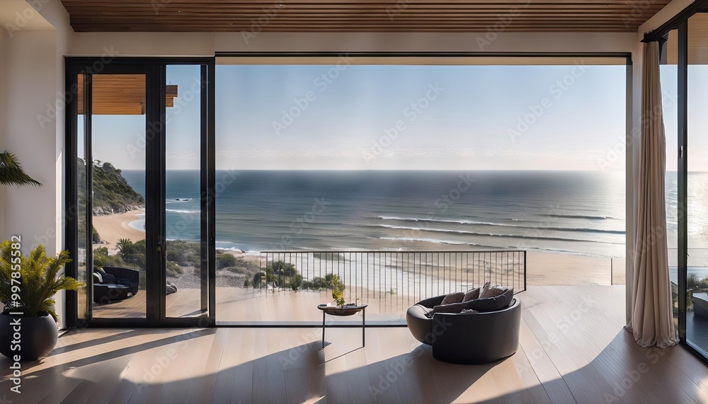 Sea views from the expansive windows of the terrace. Beachfront ...
