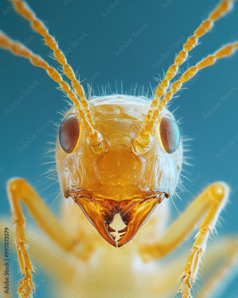 Close-up of subterranean termites in soil tunnels, Subterranean ...