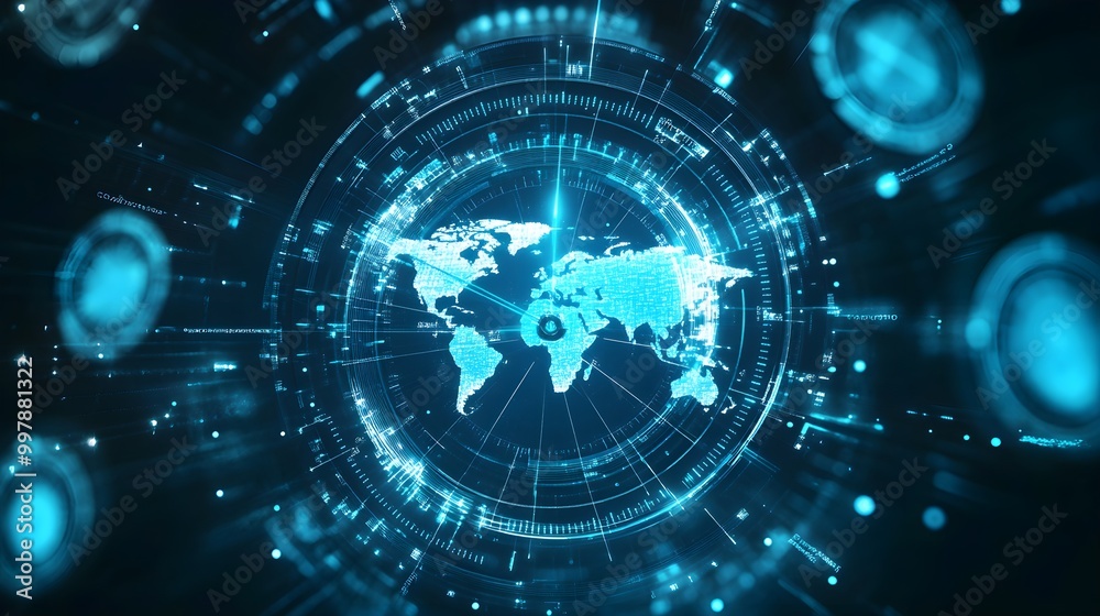 A 3D-rendered circle of floating, transparent clocks showing different ...