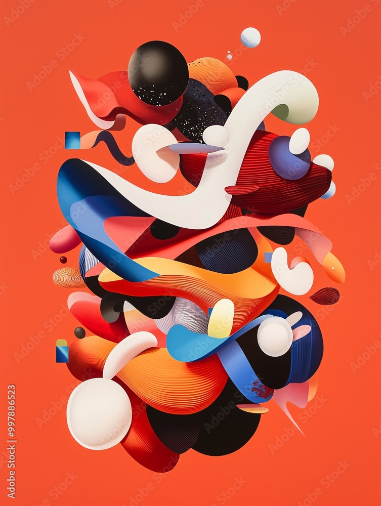This captivating artwork seamlessly intertwines letters and forms ...