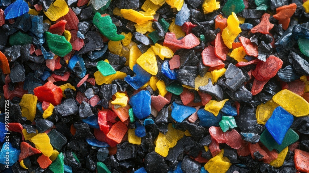 Recycled plastic made from crushed granules including mixed colors ...
