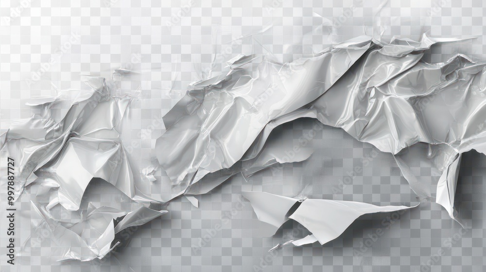 Ripped plastic wrap on transparent background. Modern illustration of ...