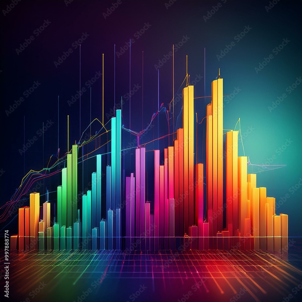 graph illustration, abstract background with colorful lines, graph on ...