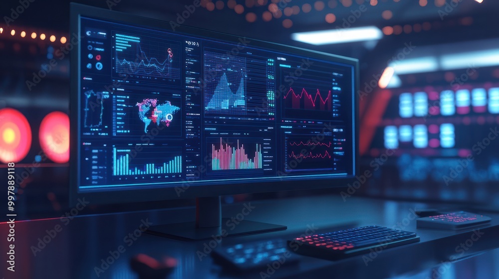 The digital realm with a real photo capturing a computer monitor ...