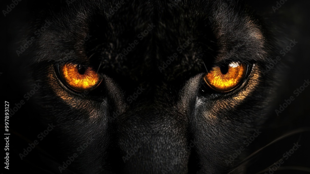 Black panther eyes background, wild cat animal face in night, vector ...