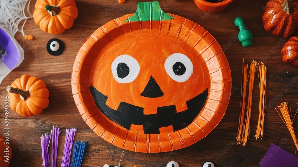 Festive DIY Halloween Jack-o'-Lantern Craft with Paper Plate, Googly ...