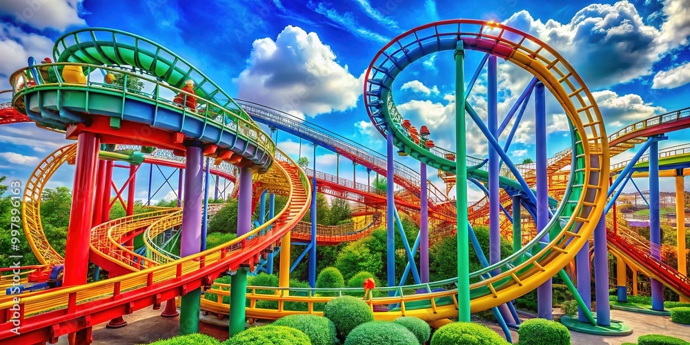 Colorful Roller Coaster Clip Art for Fun and Exciting Theme Park and ...