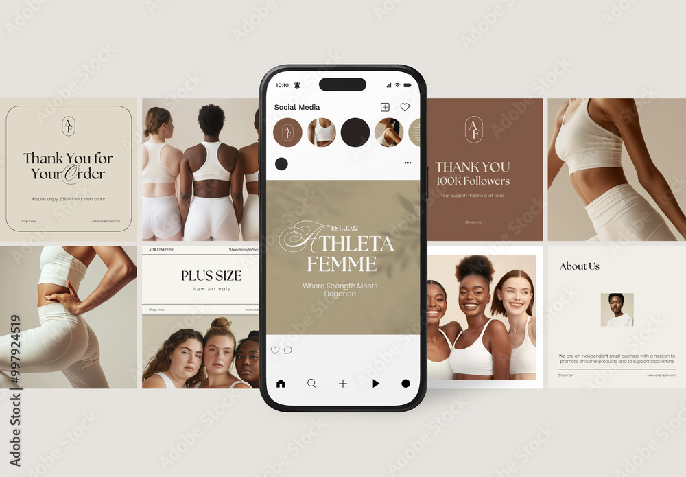 Screen Phone Social Media Posts Mockup Stock Template | Adobe Stock