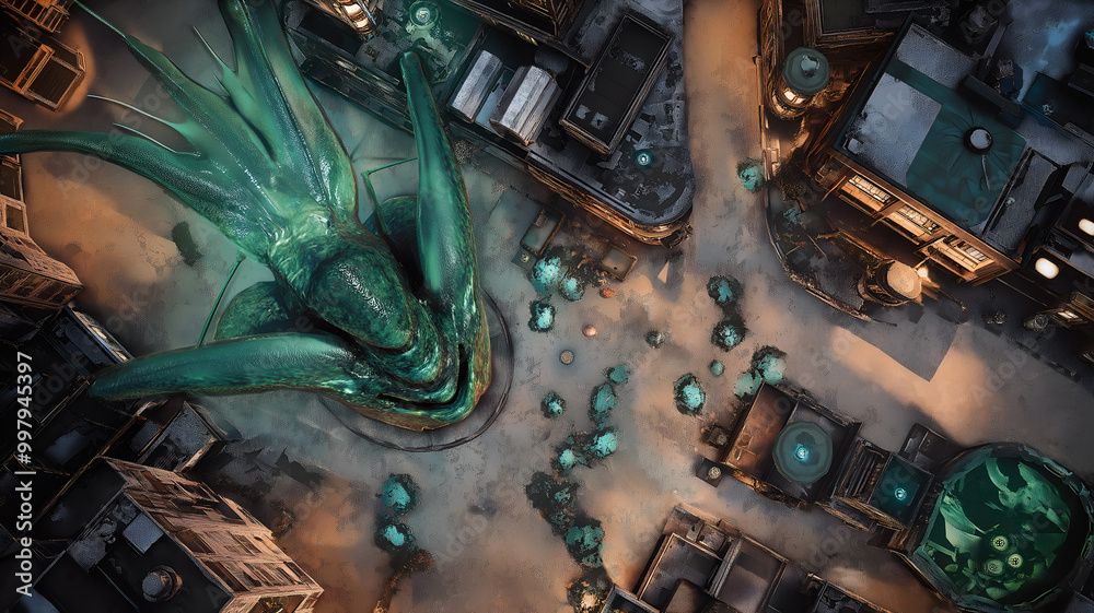 Alien City Battle Map for Sci-Fi DnD, Top-Down Tabletop Role-Playing ...