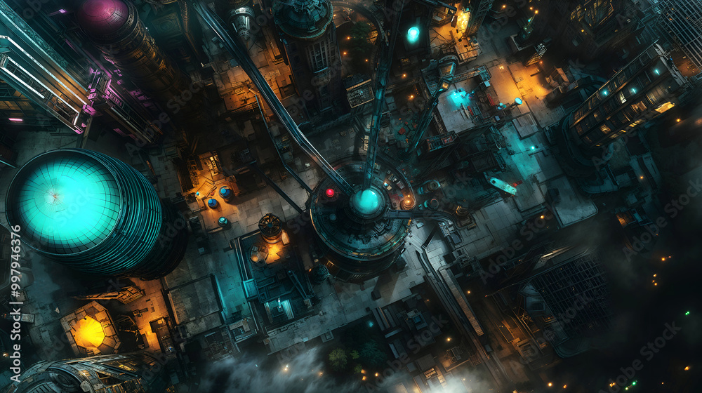 Alien City Battle Map for Sci-Fi DnD, Top-Down Tabletop Role-Playing ...