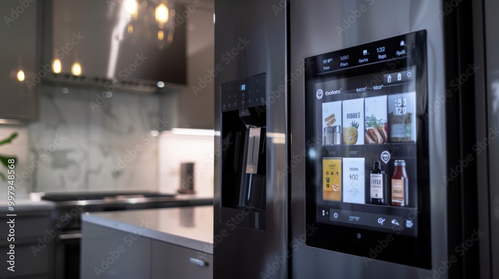 Smart Kitchen Hub: A sleek, modern refrigerator with a built-in ...