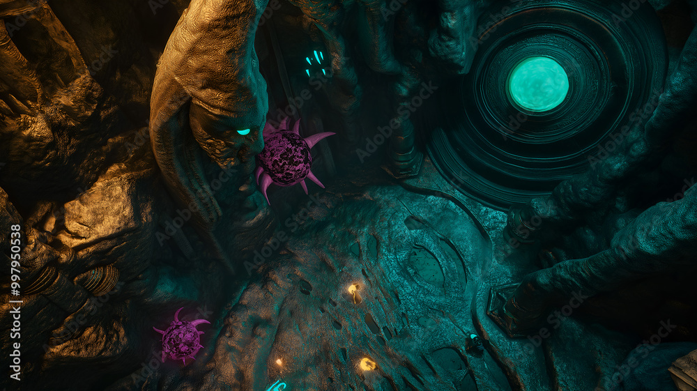 Alien Temple Battle Map for Sci-Fi DnD, Top-Down Tabletop Role-Playing ...