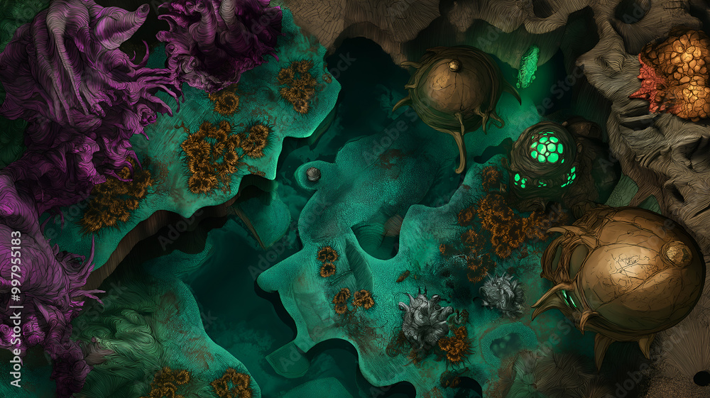 Alien Temple Battle Map for Sci-Fi DnD, Top-Down Tabletop Role-Playing ...