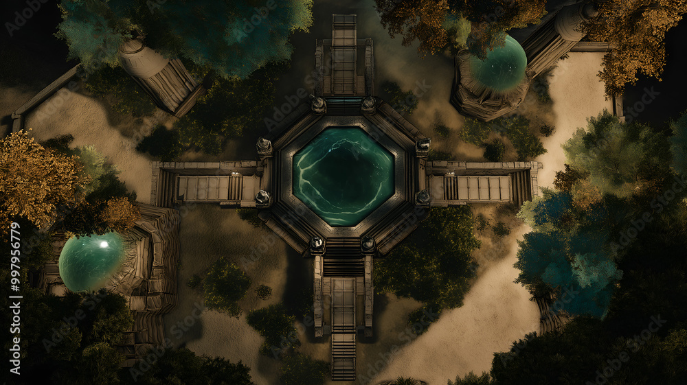 Alien Temple Battle Map for Sci-Fi DnD, Top-Down Tabletop Role-Playing ...