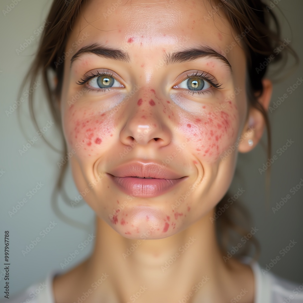 A close-up portrait of a young woman showcasing her natural beauty and ...