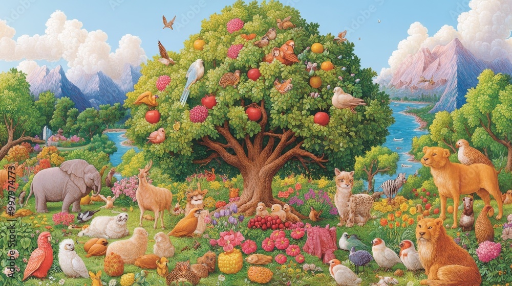 Photo & Art Print eve and forbidden tree, biblical story of eden,, Chaikit