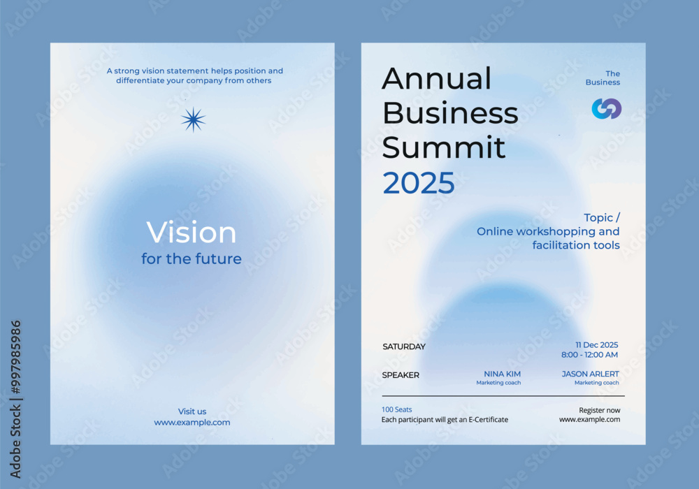 Gradient blue business poster template vector set. Vector set of ...