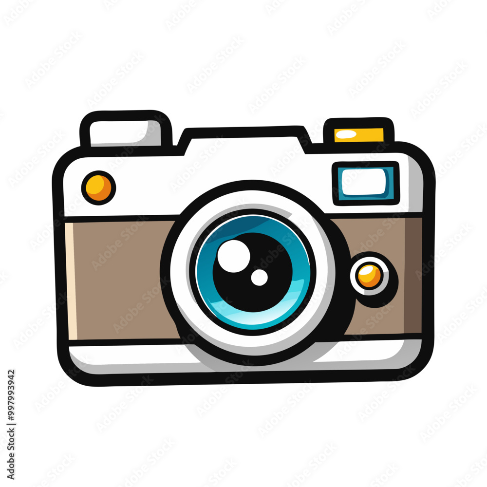 Cartoon Camera Icon: A playful and colorful cartoon camera icon ...