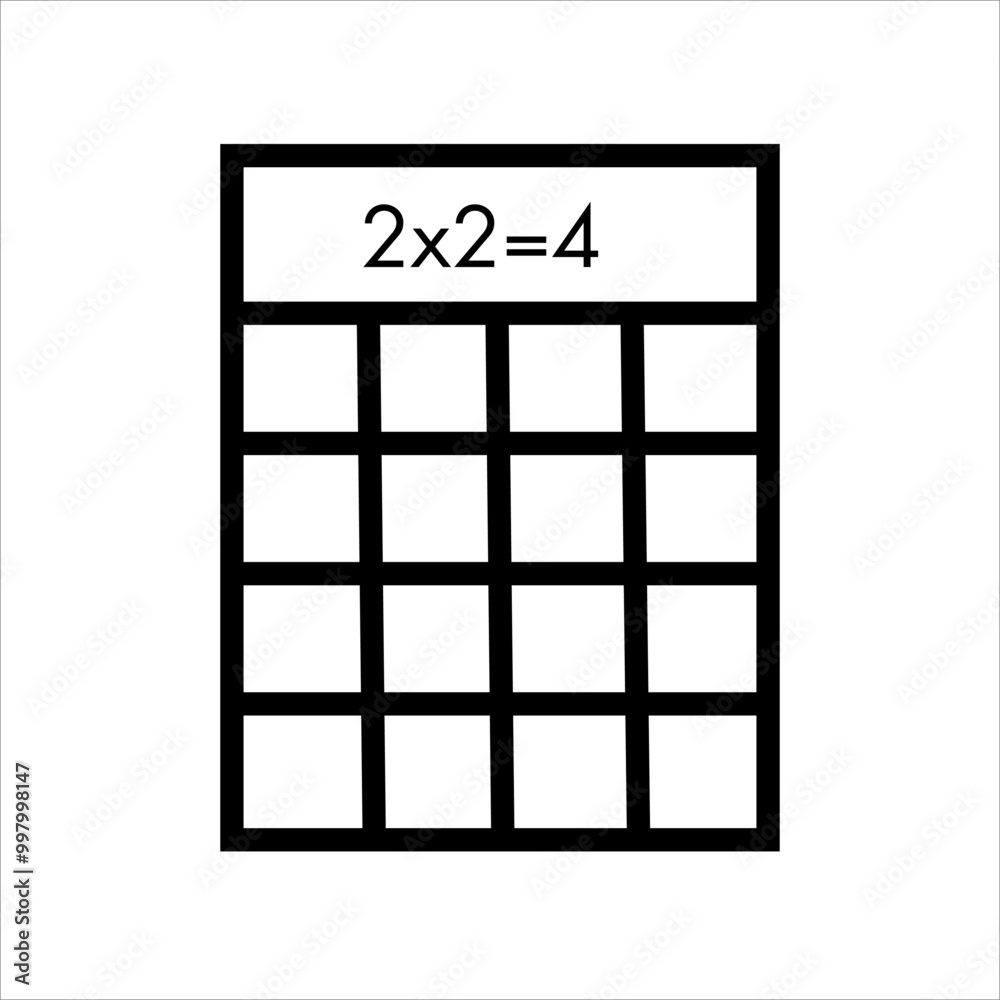 Multiplication table icon, simple 2x2 calculation at the top ...