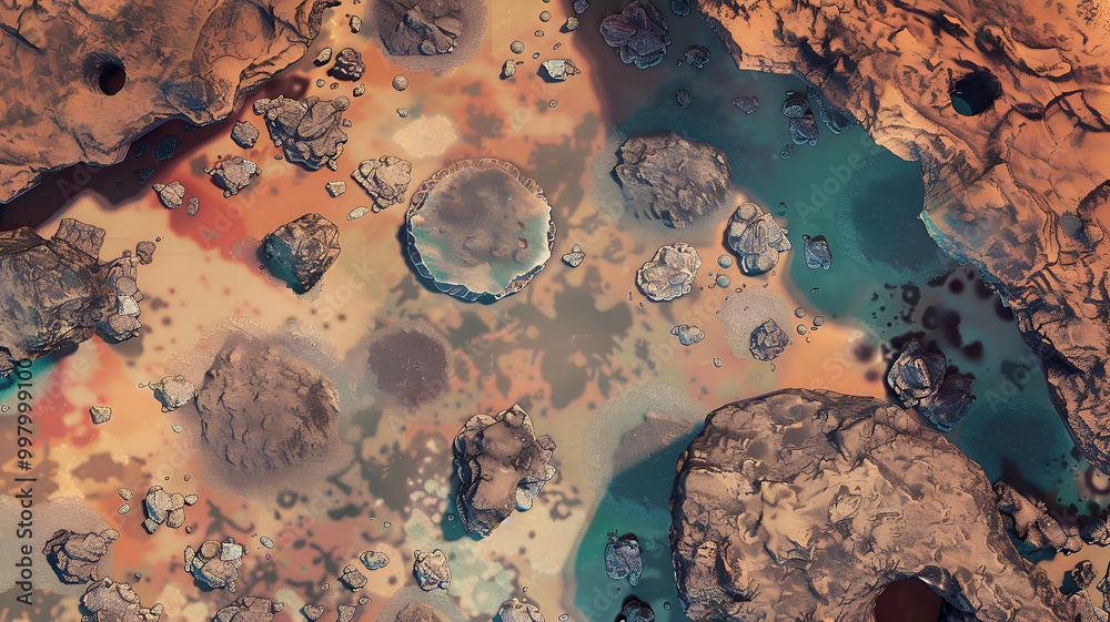 Mountainous Terrain Battle Map for Sci-Fi DnD, Top-Down Tabletop Role ...