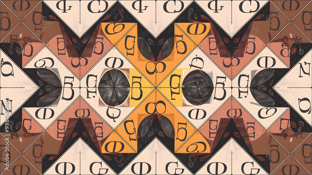A geometric pattern formed from overlapping Spanish letters, creating ...