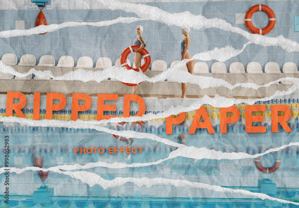 Ripped Paper Photo Effect Photoshop Template Stock Template | Adobe Stock