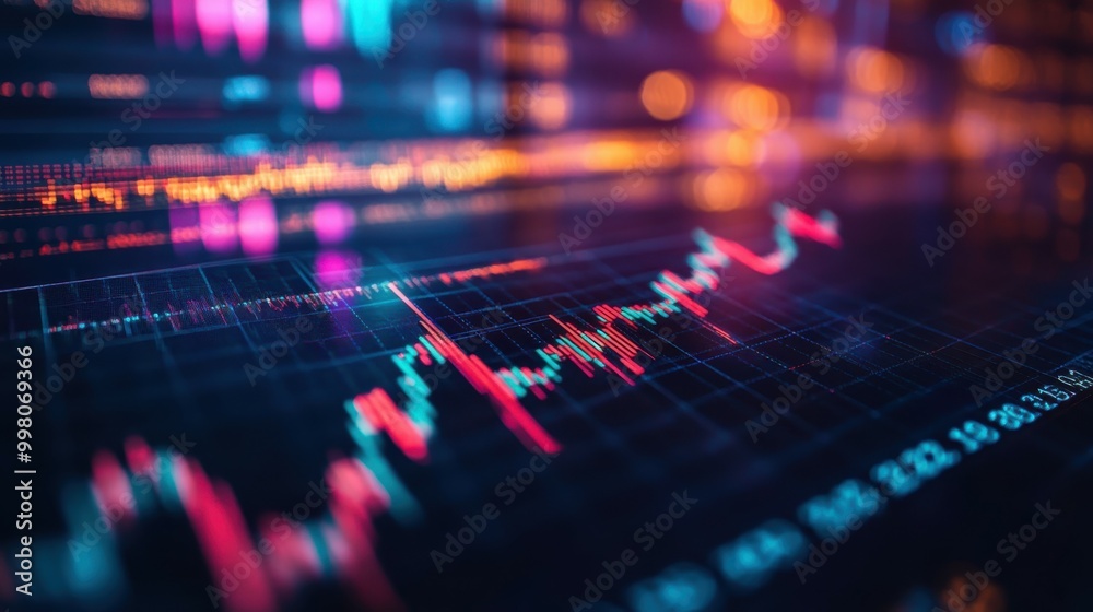 Close-up of a stock market trading screen, highlighting a candlestick ...