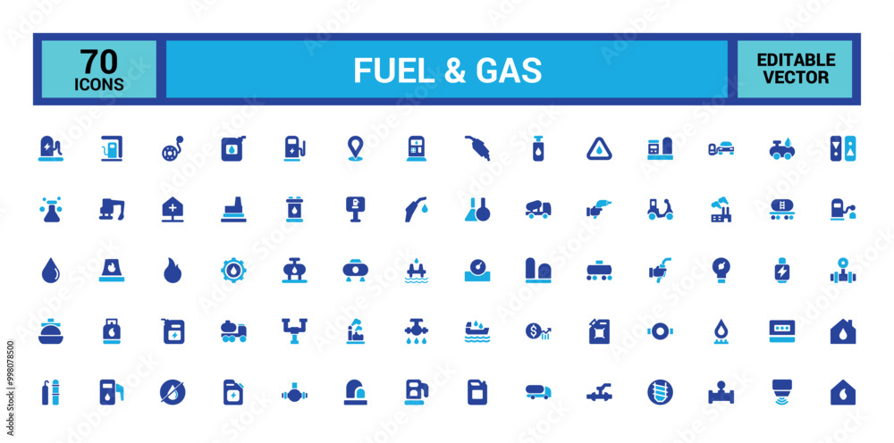 Fuel and gas filled color icon set. Colorufl icons includes fuel tank ...