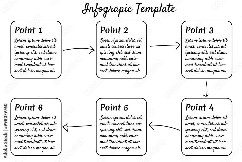 Vector infographic flat template. Rectangle with arrow for six diagrams ...