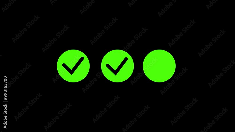 thre green verified badges animated on green screen background. Social ...